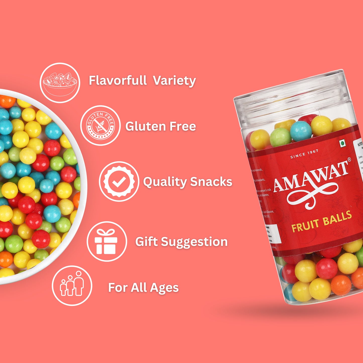 Fruit Ball - Colourful and Flavoured Sour and Sweet Candy Balls 150 gm ...